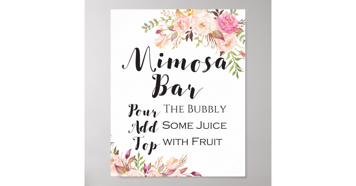 Boho floral mimosa bar Sign | Zazzle