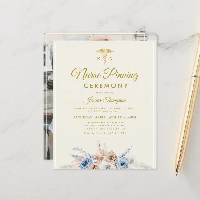 boho floral Nurse pinning ceremony Invitation | Zazzle