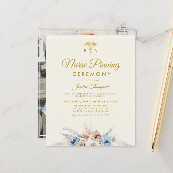 boho floral Nurse pinning ceremony Invitation | Zazzle