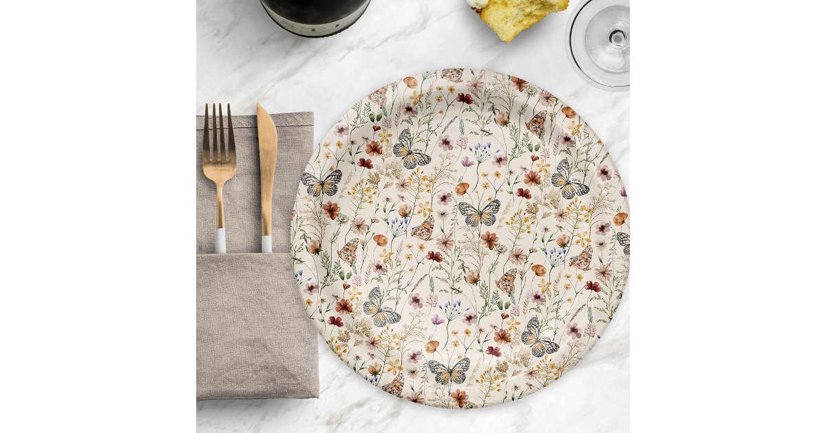 Boho Floral Paper Plate | Zazzle