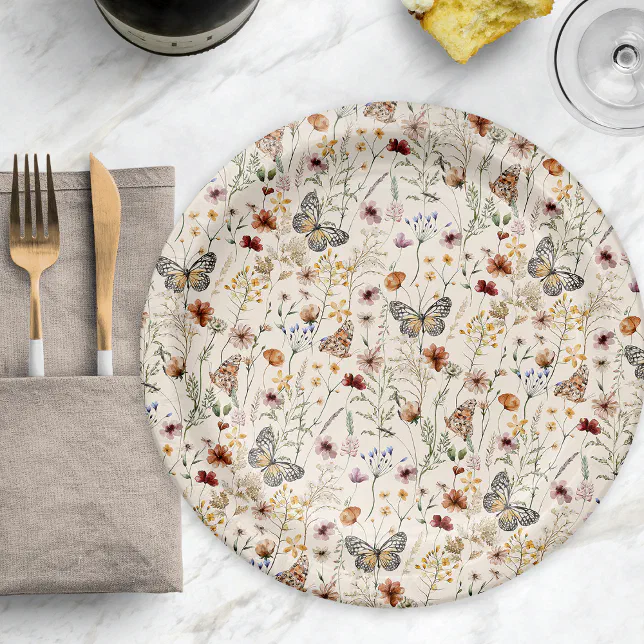 Boho Floral Paper Plate | Zazzle