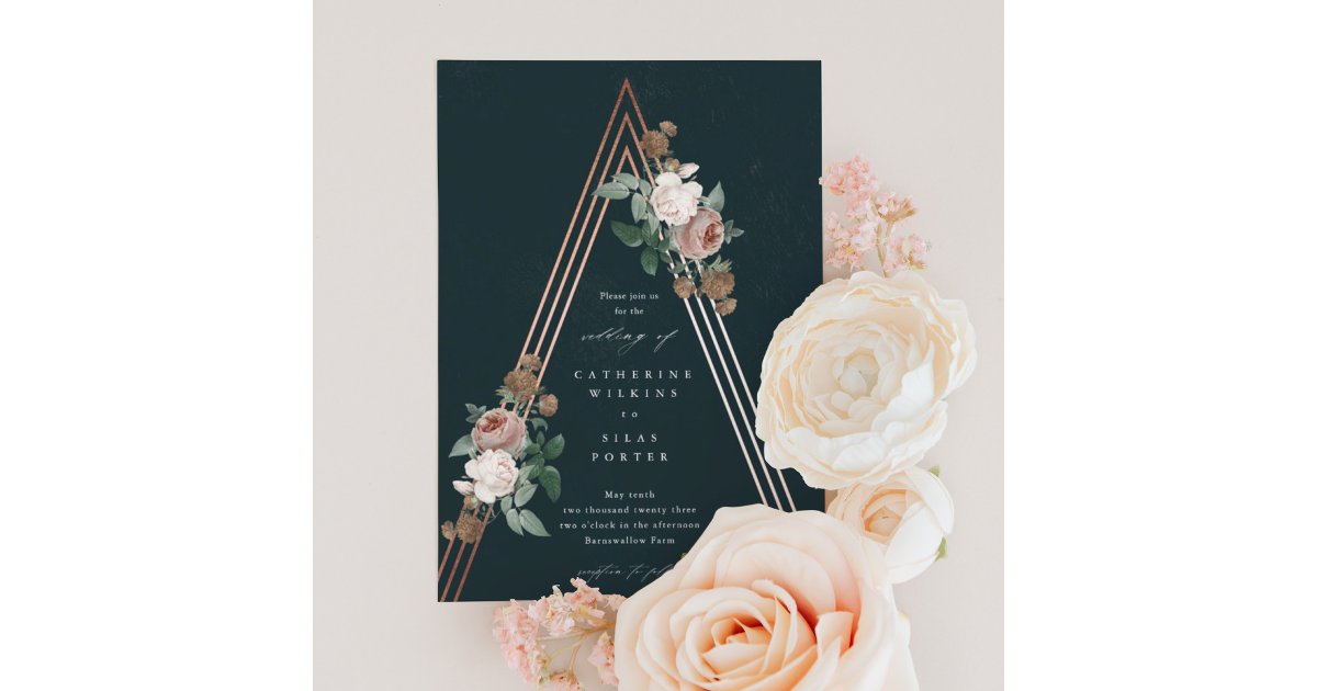Boho Floral Pyramid Wedding Invitation | Zazzle