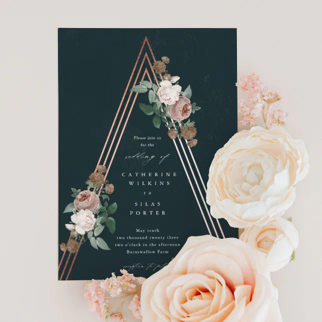 Boho Floral Pyramid Wedding Invitation | Zazzle