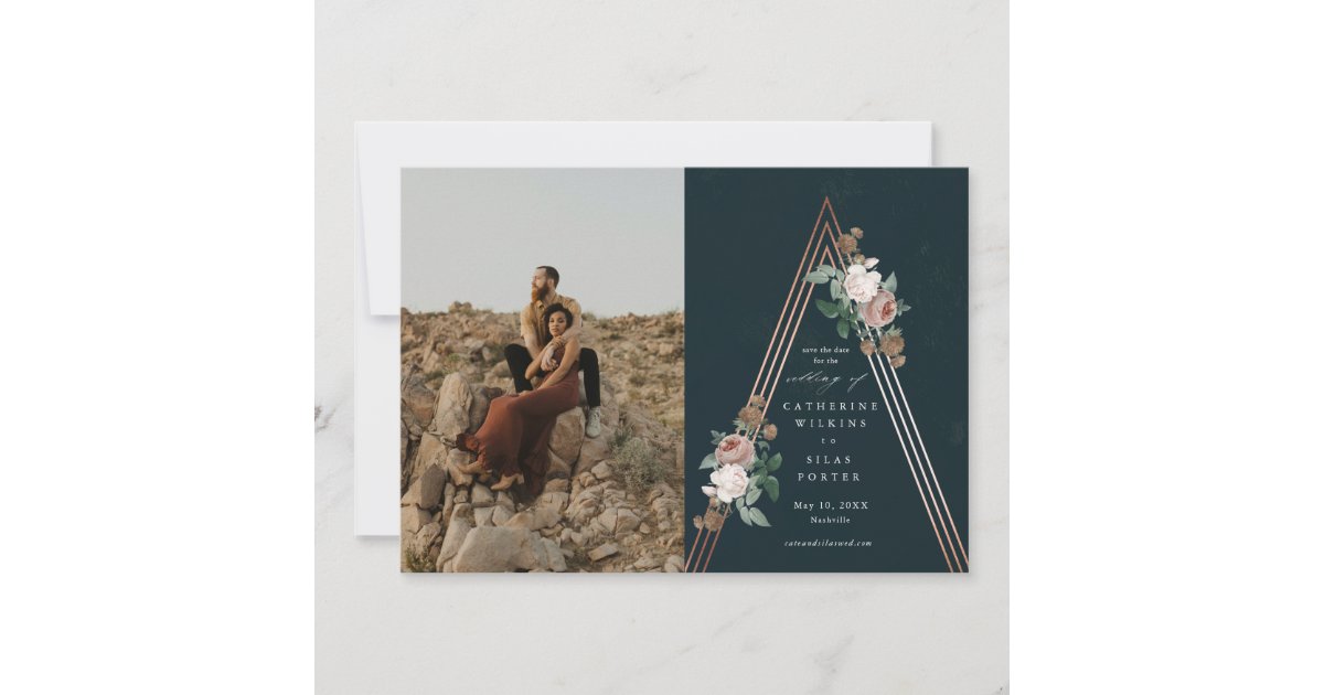 Boho floral pyramid wedding photo save the date invitation | Zazzle.com