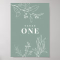 Boho Floral Sage Green Table Numbers Poster | Zazzle