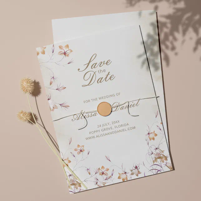 Boho Floral Save The Date Card | Zazzle