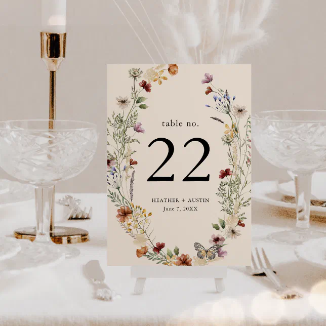 Boho Floral Table Number | Zazzle