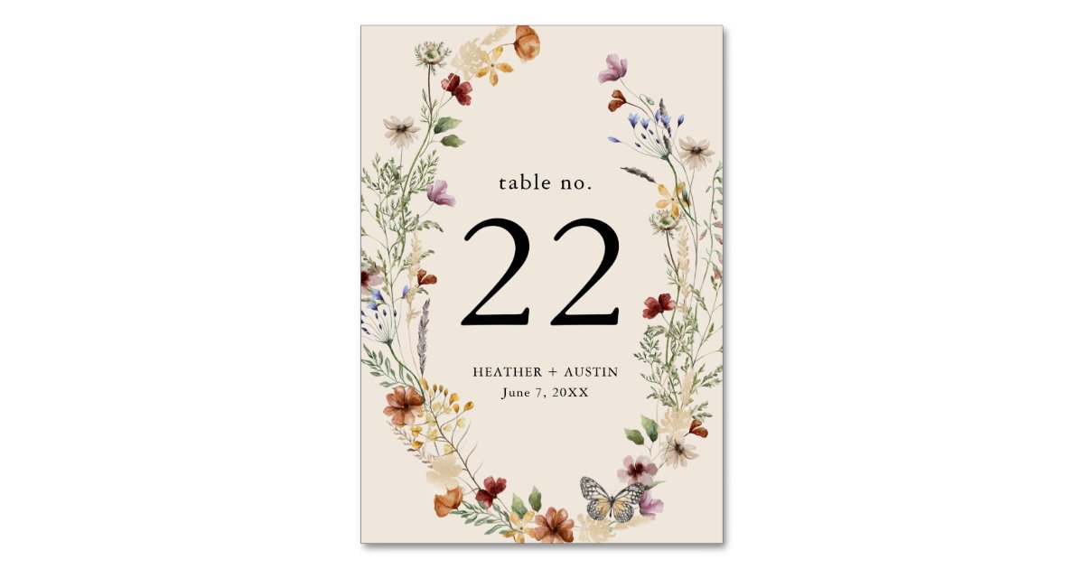 Boho Floral Table Number | Zazzle
