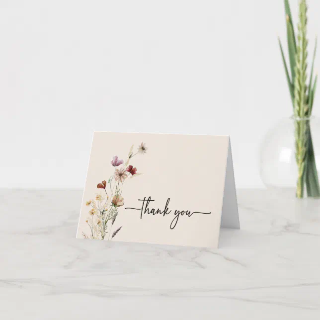 Boho Floral Thank You Card | Zazzle