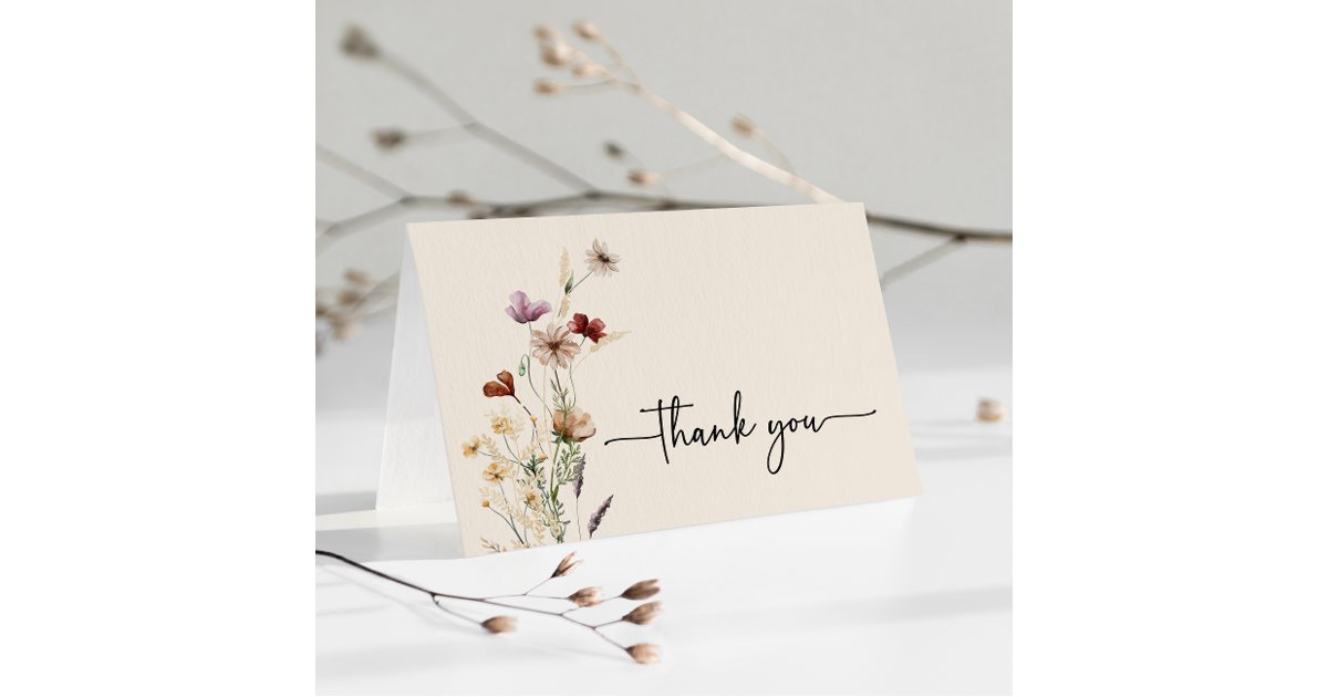 Boho Floral Thank You Card | Zazzle