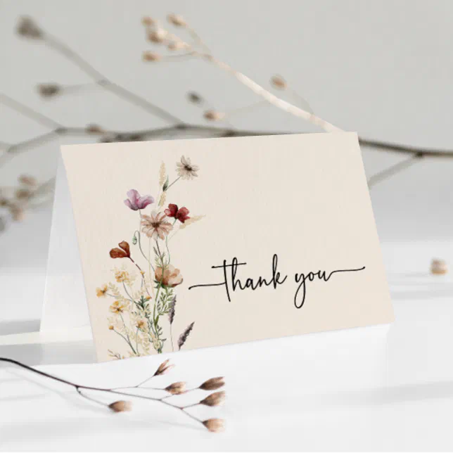 Boho Floral Thank You Card | Zazzle