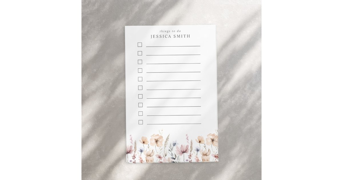 Boho Floral Watercolor Wildflower To Do List Post-it Notes | Zazzle