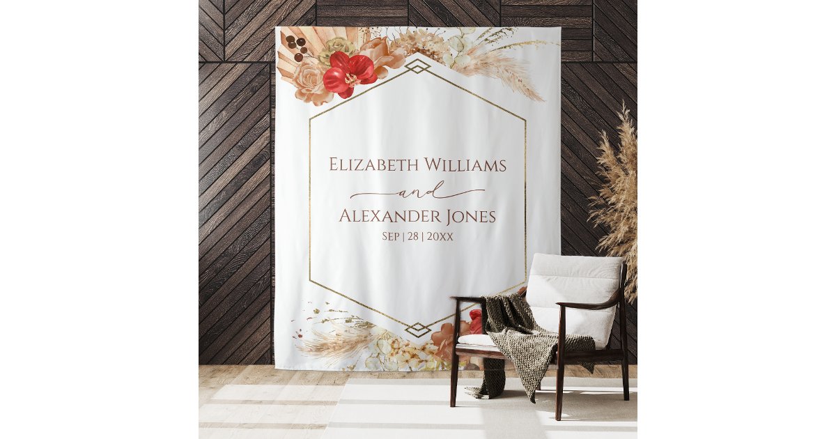 Boho Floral Wedding Backdrop | Terracotta | Zazzle
