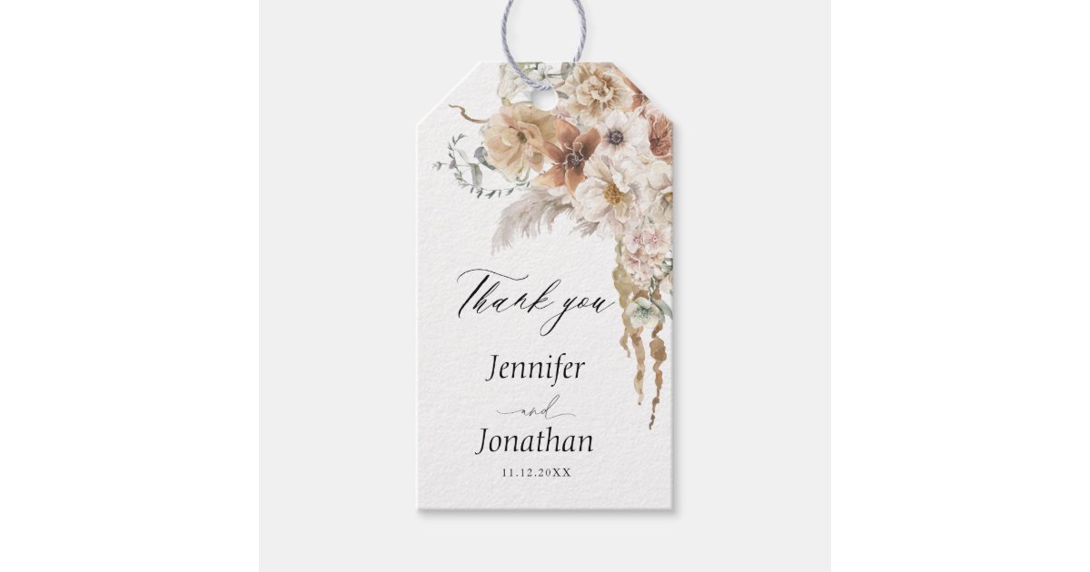 Boho Floral Wedding Favor Gift Tags | Zazzle