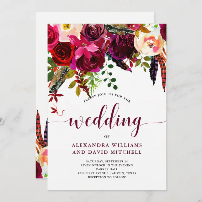 Boho Floral | Wedding Invitation | Zazzle