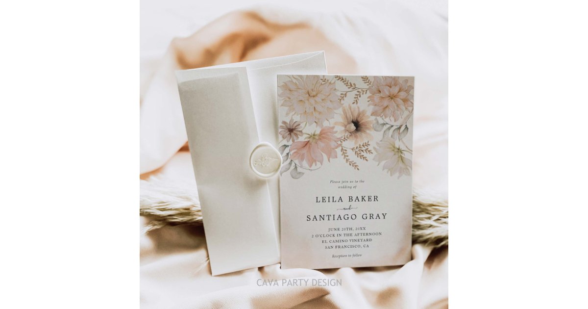 Boho Floral Wedding Photo Invitation | Zazzle