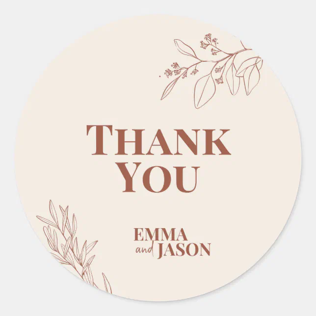 Boho Floral Wedding Round Sticker | Zazzle