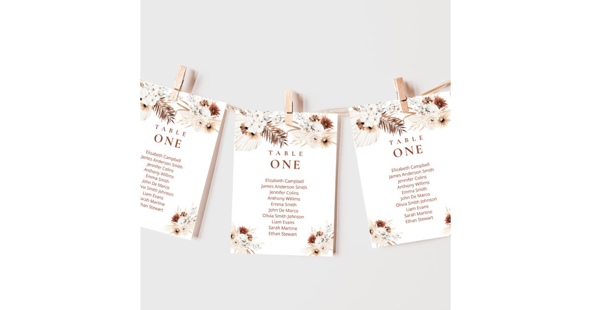 Boho Floral Wedding seating charts card | Zazzle