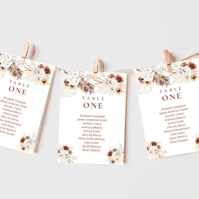 Boho Floral Wedding seating charts card | Zazzle
