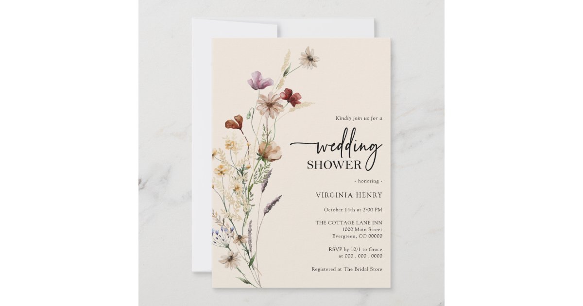 Boho Floral Wedding Shower Invitation | Zazzle