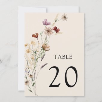 Boho Floral Wedding Table Number | Zazzle