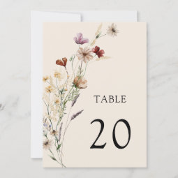 Boho Floral Wedding Table Number | Zazzle
