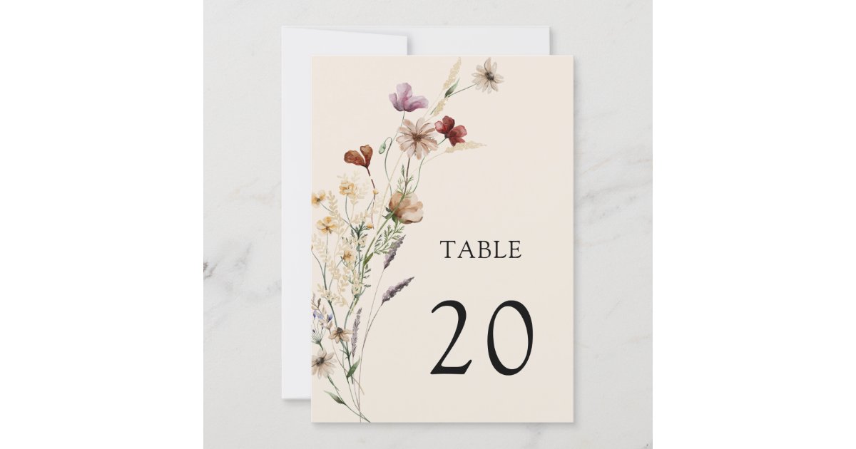 Boho Floral Wedding Table Number | Zazzle