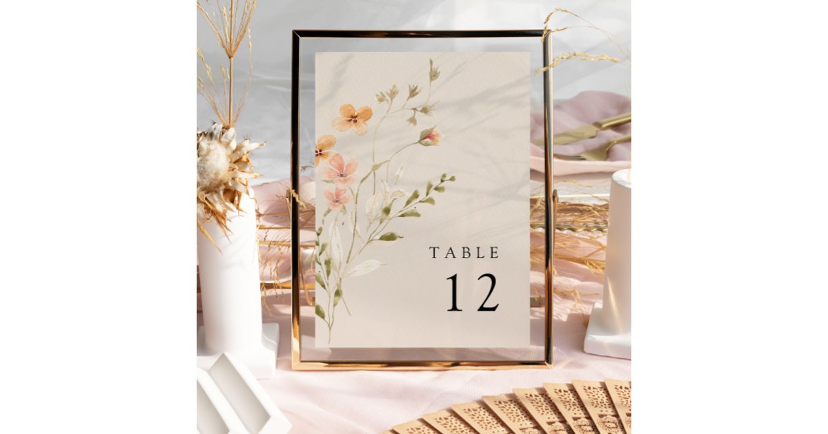 Boho Floral Wedding Table Number | Zazzle