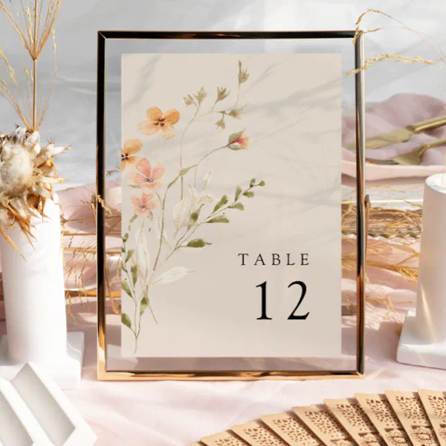 Boho Floral Wedding Table Number | Zazzle