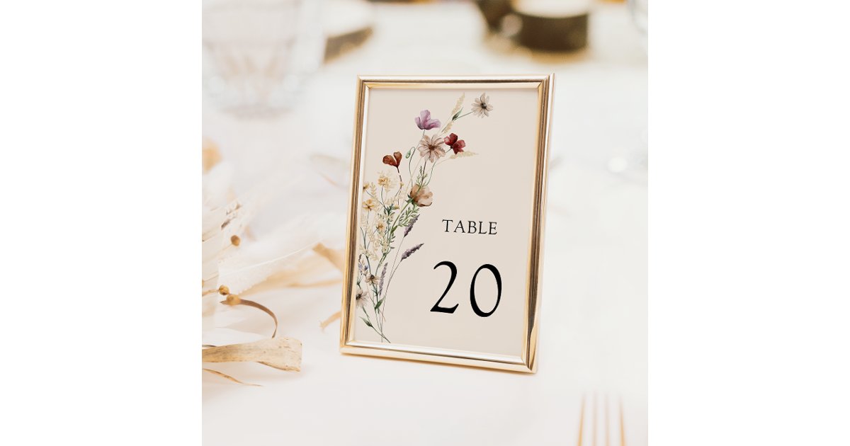 Boho Floral Wedding Table Number | Zazzle