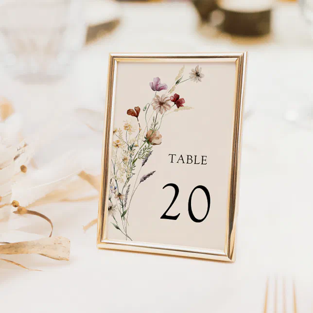Boho Floral Wedding Table Number | Zazzle