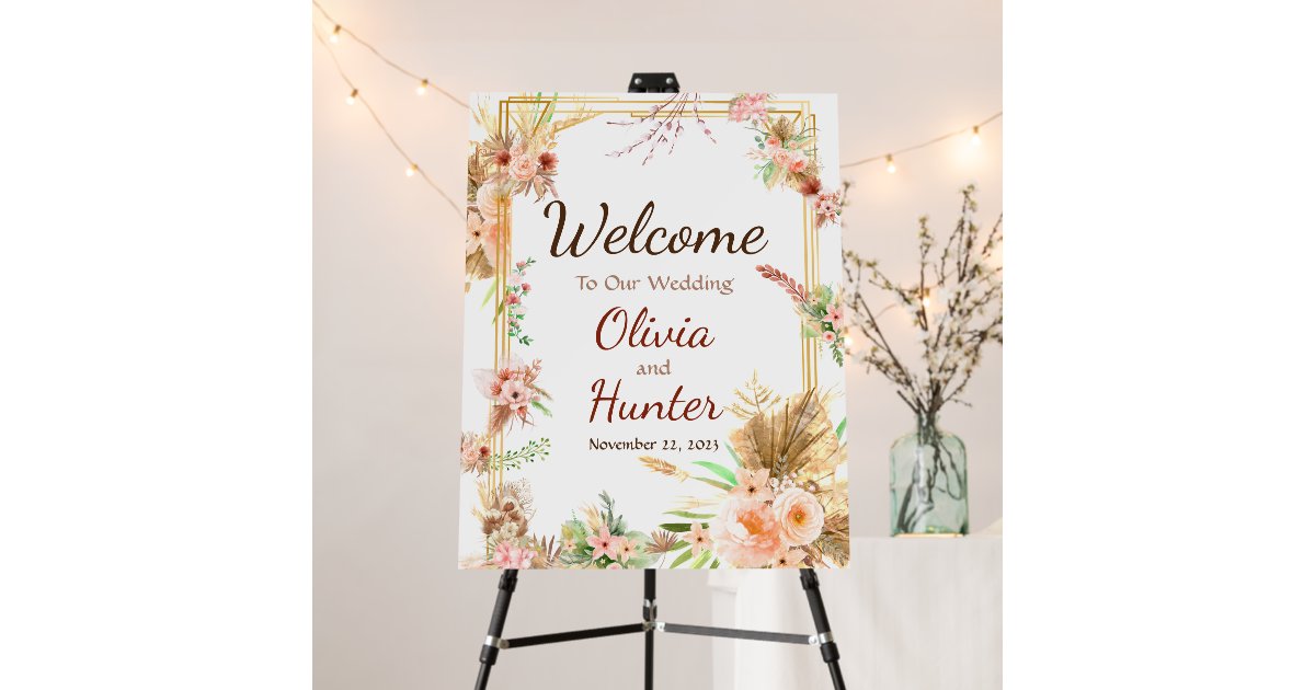 Boho Floral Wedding Welcome Sign | Zazzle