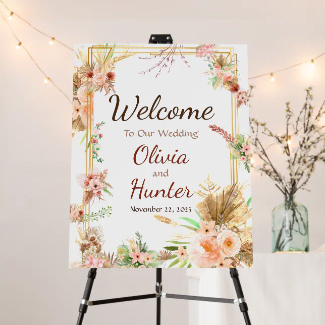 Boho Floral Wedding Welcome Sign | Zazzle