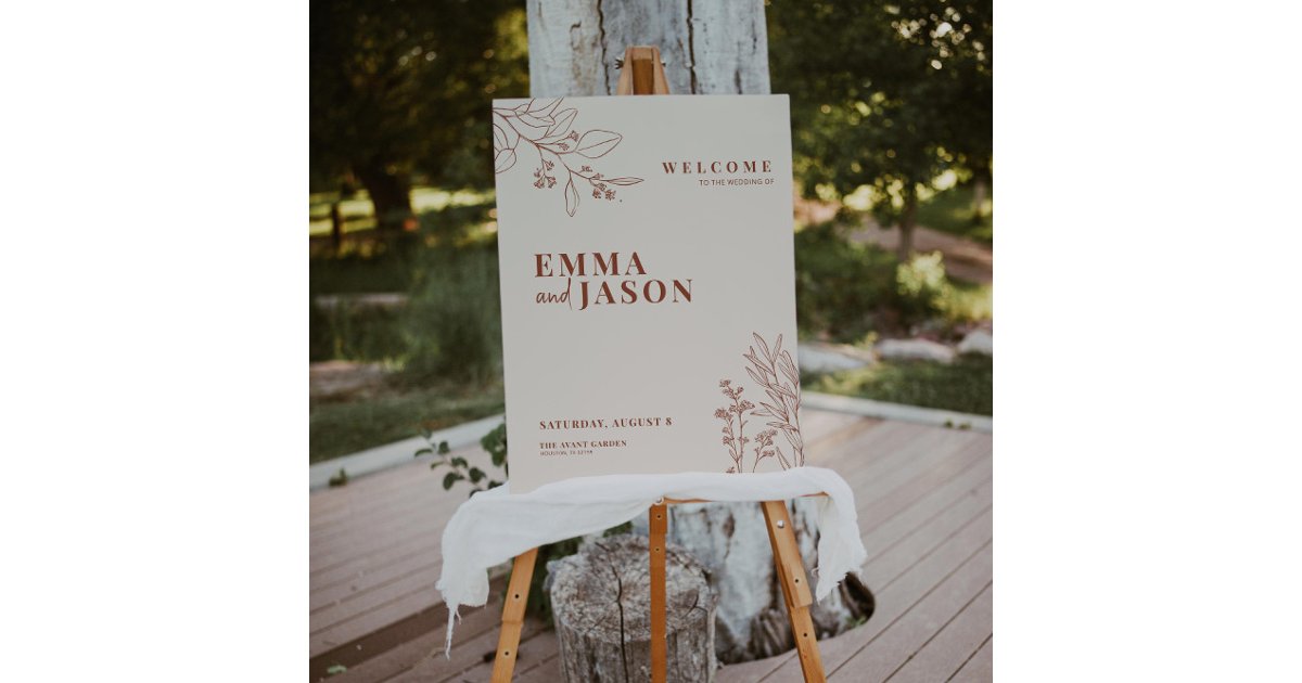 Boho Floral Wedding Welcome sign | Zazzle