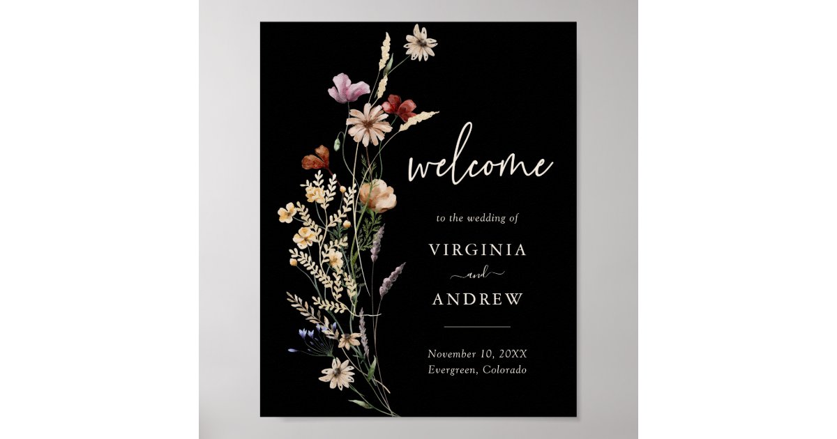 Boho Floral Welcome Wedding Poster | Zazzle