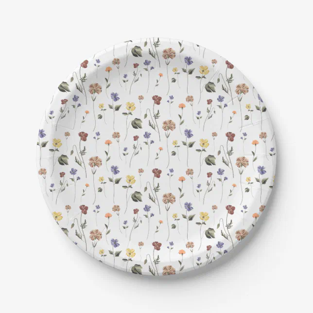 Boho Floral Wildflower | Paper Plates | Zazzle
