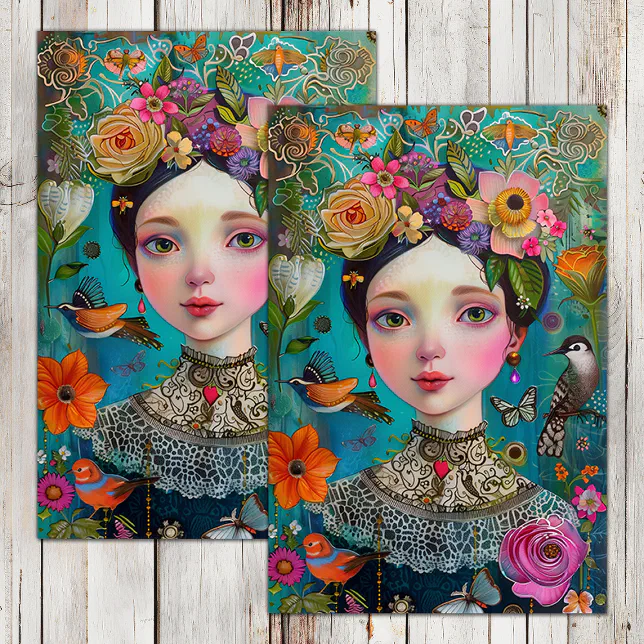 BOHO FLOWER GIRL DECOUPAGE TISSUE PAPER | Zazzle