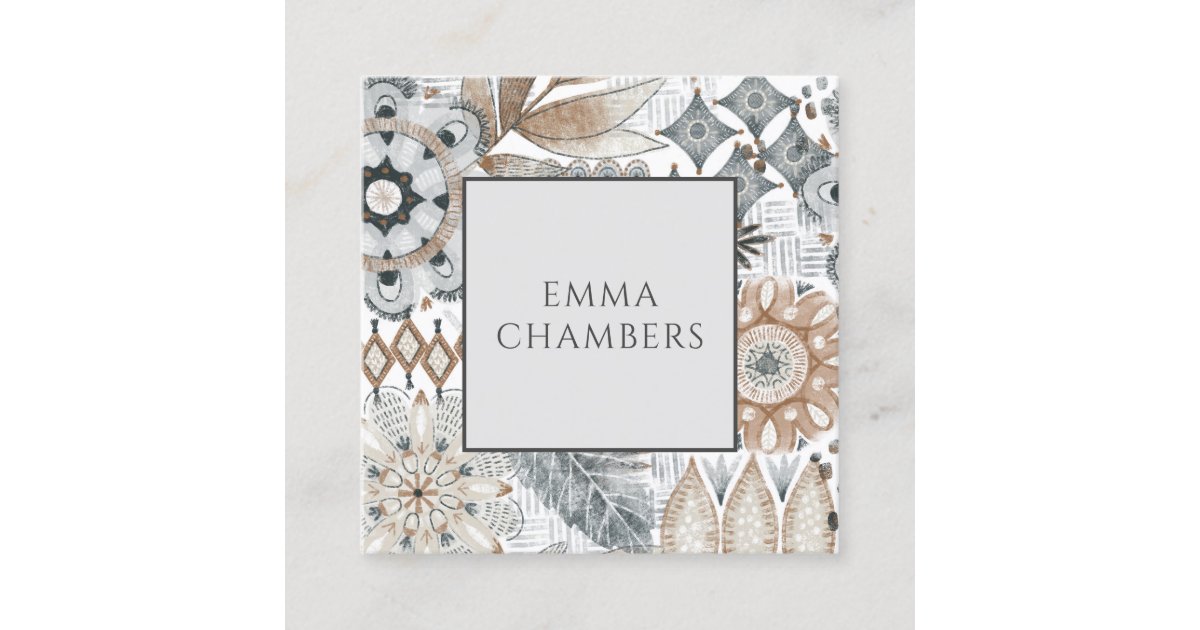 Boho Flower Shapes Doodles Calling Cards | Zazzle