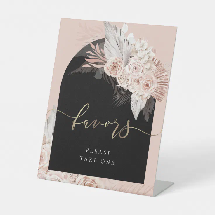 boho flowers arch favors pedestal sign | Zazzle