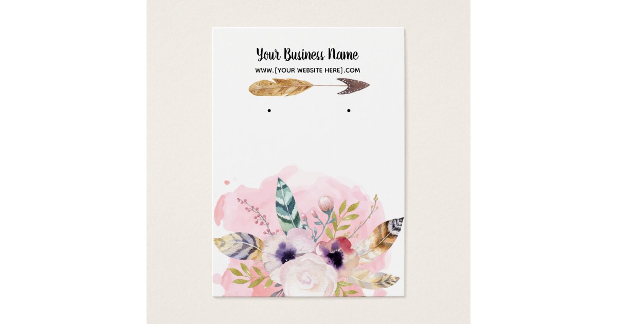 Boho Flowers Arrow Earring Display Cards | Zazzle