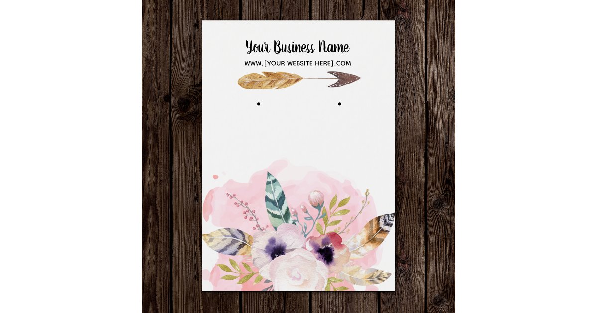 Boho Flowers Arrow Earring Display Cards | Zazzle