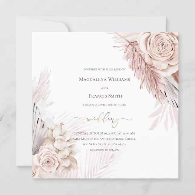 boho flowers wedding invitation | Zazzle