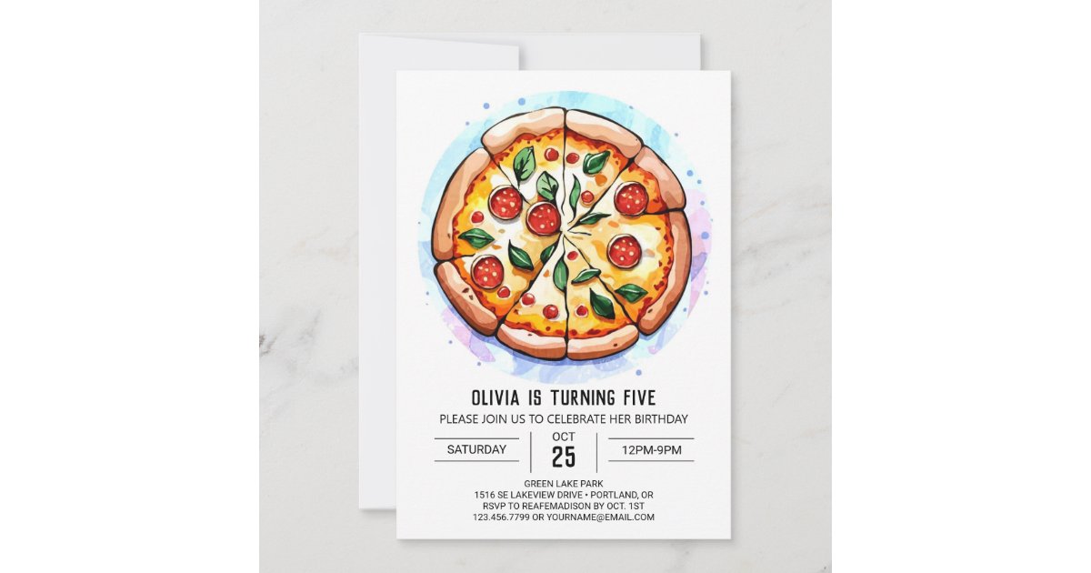 Boho Foodie Pizza Birthday Invitation | Zazzle