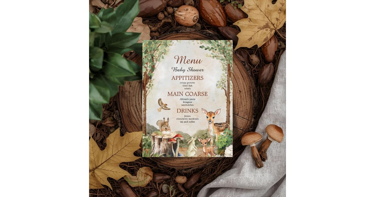 Boho forest Woodland animals Rustic Baby Shower Flyer | Zazzle