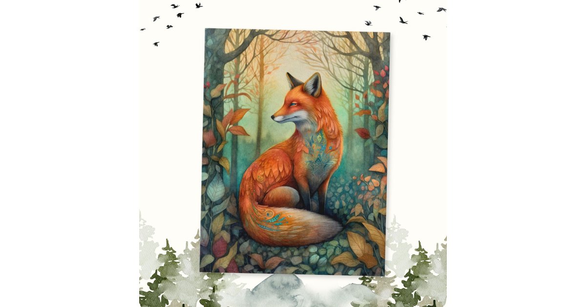 Boho Fox Postcard | Zazzle
