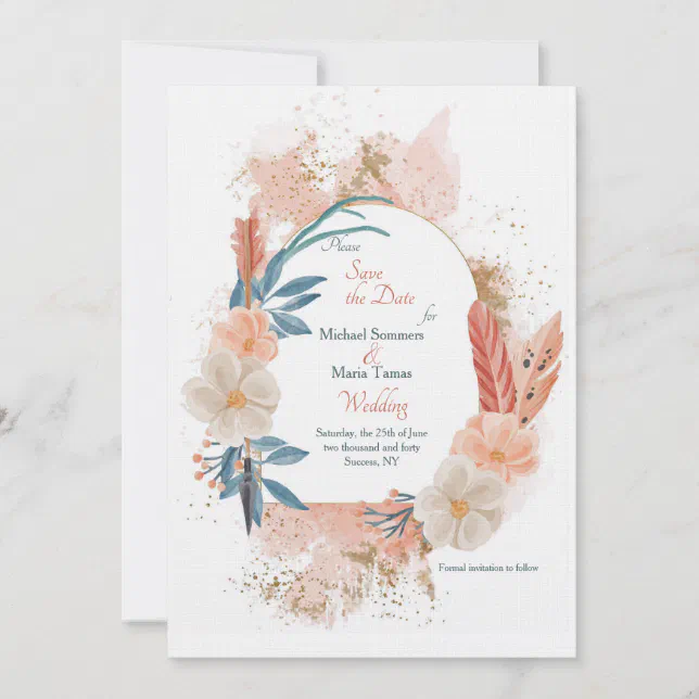Boho Frame Save The Date Card | Zazzle