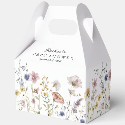Boho Fresh Wildflowers Custom Baby Shower Favor Boxes | Zazzle