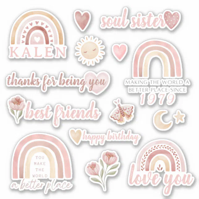Boho Friend Birthday Vinyl Stickers | Zazzle