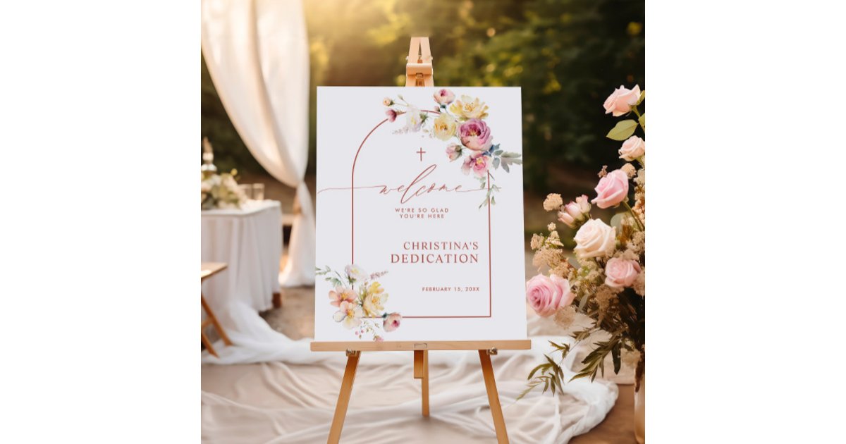 Boho Garden Rose Flowers Dedication Welcome Sign | Zazzle