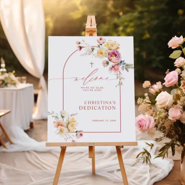 Boho Garden Rose Flowers Dedication Welcome Sign | Zazzle